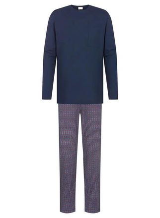 Mey Mey Herren Pyjama blau Reine Baumwolle Gemustert