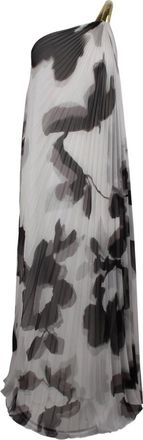 Max Mara Femme, Robes, Gris, Taille: 40 FR Robe en mousseline imprim&eacute;e &agrave; une &eacute;paule