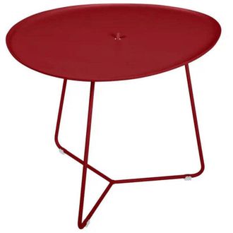 Fermob [NEUWERTIG] B-Ware Fermob Beistelltisch Couchtisch Cocotte Tisch Rund Stahl Rot Platte Abnehmbar