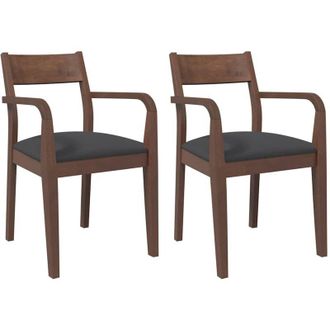 vidaXL Vidaxl - Esszimmerst&uuml;hle mit Kissen 2 Stk. Braun Massivholz Gummibaum