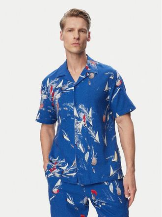 Tommy Jeans Hemd Aop Co Slub DM0DM23144 Blau Regular Fit