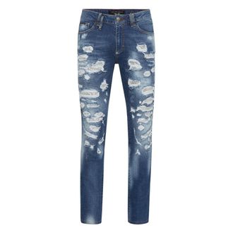 Philipp Plein Homme, Jeans, Bleu, Taille: W26 Denim Slim Fit avec maille m&eacute;tallique