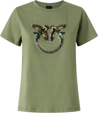 Pinko Pinko, Femme, Tops, Vert, Taille: 40 FR Quentin T-Shirt