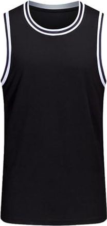 dPois Maillot de Basket Homme Débardeur sans Manches Gilet Sport Tenue Equipement de Maillot Basketball Football M-5XL A Noir 4XL