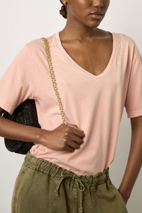 Gerard Darel T-shirt col V en coton - MAURINE - Rose clair
