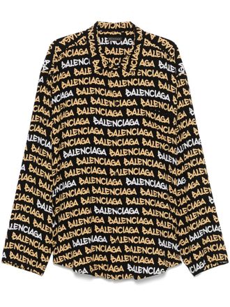 Balenciaga chemise à logo imprimé - Noir