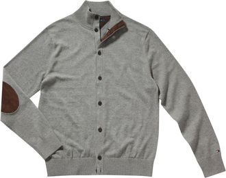 Tommy Hilfiger Herren Pullover CTN Cashmere BTN-Thru CF / 857820928, Gr. 48 (S), Grau (043 Silver Fog Htr)