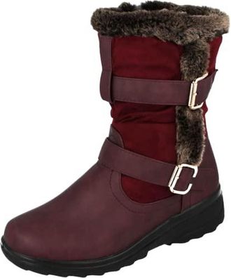 Cushion-Walk Bottines &agrave; fermeture &eacute;clair avec doublure en fourrure douce et l&eacute;g&egrave;re - Violet - bordeaux, 38 EU