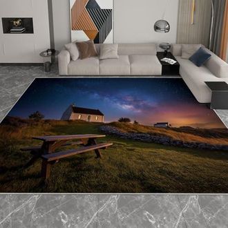 Generic Tapis Lavable Surr&eacute;alisme R&eacute;aliste Galaxie Montagnes, Paillasson &agrave; Poils Bas Antid&eacute;rapant Doux pour Salon Chambre &agrave; Coucher Maison Bureau entr&eacute;e Cuisi