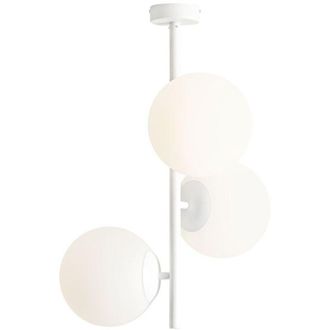 Licht-Erlebnisse Deckenleuchte Metall Glas 46 cm breit Wei&szlig; E27 3-flammig Kugel Schirm Modern Deckenlampe