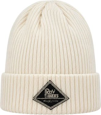 Roy Rogers Bonnet en maille avec &eacute;cusson - Homme - Accessoires - Blanc - Taille: L