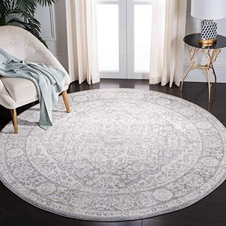 Safavieh Traditionell Teppich für Wohnzimmer, Esszimmer, Schlafzimmer - Brentwood Collection, Kurzer Flor, Elfenbein und Blau, 152 X 152 cm