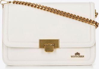 Wittchen Damen-Umh&auml;ngetasche aus Leder mit abnehmbarer Kette, Creme, Polyester