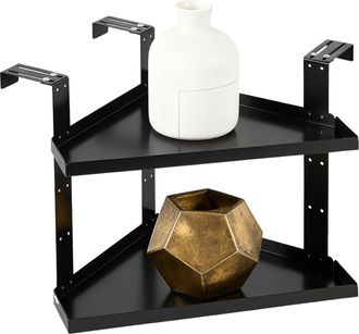 Generic Eckregal f&uuml;r Schr&auml;nke, B&uuml;cherregal mit zwei Ebenen, h&ouml;henverstellbar, mit Haken, f&uuml;r B&uuml;ro, Haus, K&uuml;che, Bad, Schlafzimmer, Wand, Ecke