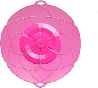 Kochblume das Original, Silikon Überkochschutz für Töpfe und Pfannen, Mikrowellen-Deckel, Spritzschutz und Dampfgar-Aufsatz | (pink, M | Topfgröße 14-20cm)