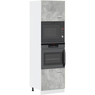 vidaXL Mikrowellenumbauschrank Lyon Betongrau 60x57x207 cm Holzwerkstoff Vidaxl