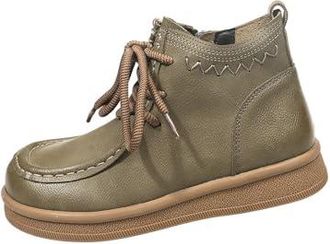 Generic Bottes de marche d&eacute;contract&eacute;es pour femme - Coupe large - &Eacute;l&eacute;gantes - Fermeture &eacute;clair lat&eacute;rale - Bout rond - Talon plat - Confortables - &Agrave; lacets - P