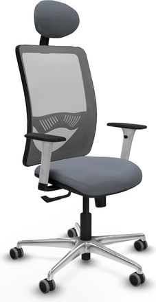 Piqueras y Crespo Drehstuhl Zulema grau mit wei&szlig;en und schwarzen Armlehnen, h&ouml;henverstellbare Lendenwirbelst&uuml;tze und festes Kopfteil, ausgestattet mit 3 Positionen, Gra