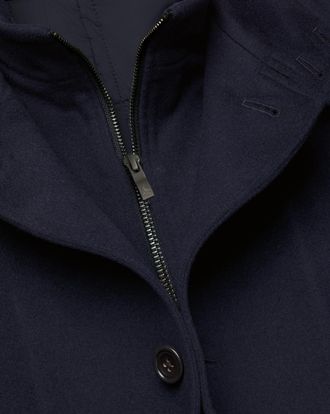 CHARLES TYRWHITT Mantel aus reiner Wolle mit Stehkragen - Marineblau