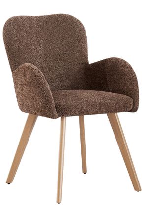 MID.YOU Mid.you Armlehnstuhl Boucle, Braun, Eiche, Holz, Textil, konisch, 57x85x63 cm, Fsc, Bsci, inklusive Armlehnen, Esszimmer, St&uuml;hle, Esszimmerst&uuml;hle, Arm