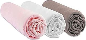 Easy dort Lot de 3 Draps housse Bambou - 40x80 / 40x90 - rose blanc taupe