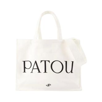 Patou Femme, Sacs, Blanc, Taille: ONE Size Logo Canvas Tote Bag