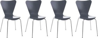 Clp 4X Konferenzstuhl Calisto Mit Holzsitz Und Stabilem Metallgestell I 4X Platzsparender Stapelstuhl, Farbe:grau