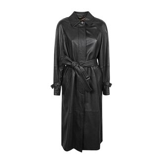 Max Mara Ledermantel im Trenchcoat-Stil - - Coats - Damen - Schwarzk - S