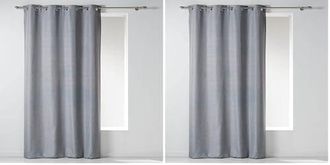 Douceur d'Int&eacute;rieur &Ouml;sengardine 140 x 260 cm Chambray Uni Newton, Gris grau (Packung mit 2)