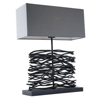 ETC Shop Design Schreib Tisch Lampe Schlaf G&auml;ste Zimmer Beistell Leuchte Textil Holz Strahler