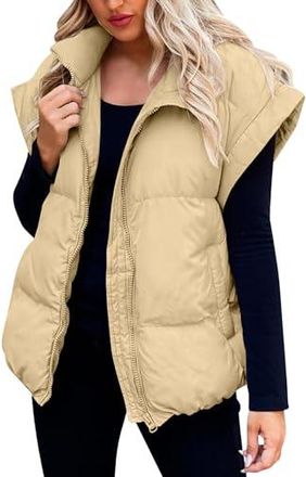 Generic Parka Hiver Femme Veste Hiver Femme Chaude Gilet Matelassé à Col Montant Pour Veste Sans Manches à Fermeture Éclair Gilet Rembourré Chaud Doudoune Par
