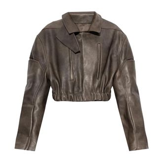 Rick Owens Kurze Lederjacke - - Jackets - Damen - Braun - S