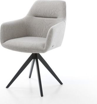 DELIFE Drehstuhl Pejo-Flex Stripes Hellgrau Kreuzgestell kantig Schwarz 180&deg; drehbar, Esszimmerst&uuml;hle