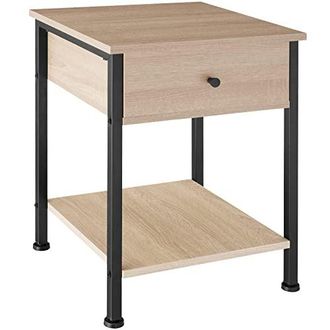TecTake TecTake Table de Chevet 40 x 40 x 55,5 cm, Table de Nuit, Style Industriel Brut, Chevet de lit, Tiroir Amovible Pratique, Meuble Chambre, Meuble Indus