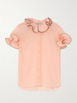 Coperni Bluse Aus Chiffon Mit Rüschen Und Reißverschlüssen - Orange