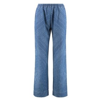 Pinko Bedruckte Baumwollhose mit Taschen - - Trousers - Damen - Blau - S