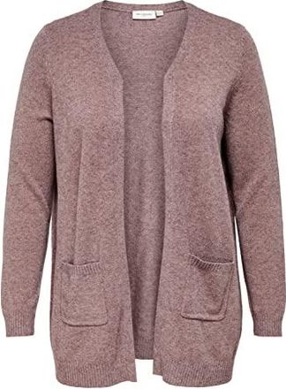 Only Carmakoma Femme Caresly L/S Open KNT Cardigan, Marron Rose/D&eacute;tail : Chin&eacute;, M Grande Taille EU