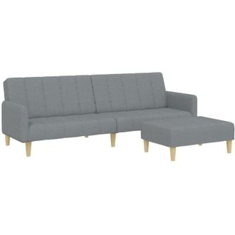 vidaXL Schlafsofa 2-Sitzer mit Fu&szlig;hocker Hellgrau Stoff Vidaxl