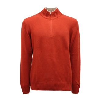 Gran Sasso Half-Zip Wollpullover - - Knitwear - Herren - Orange - 2XL