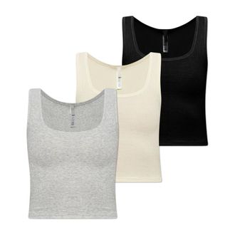 SKIMS Skims, Femme, Tops, Multicolore, Taille: 44 FR Lot de 3 d&eacute;bardeurs c&ocirc;tel&eacute;s en coton