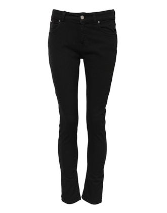 Dolce & Gabbana Womens Black Cotton Logo Skinny Mid Waist Denim Jeans Elastane Clothing