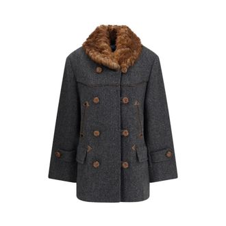Prada Double-breasted Caban - - Coats - Damen - Grau - S