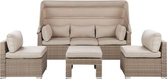 Beliani Vielseitiges 5-teiliges Loungeset mit beigen Polsterkissen Coccolia