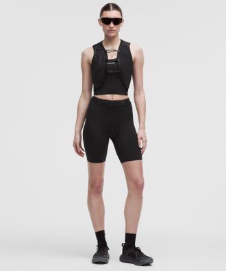 lululemon Fast and Free Shorts mit hohem Bund Kordelzug f&uuml;r Frauen - 20 cm - Gr&ouml;&szlig;e 10 in Black/Light Ivory