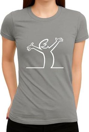 Generic Balum La Linea T-shirt en coton haut de gamme, design streetwear, design moderne, coupe d&eacute;contract&eacute;e, mode basique 1, T-shirt gris chin&eacute; pour femme, M