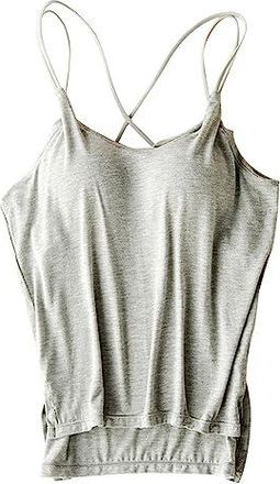 Generic Camisole avec Soutien-Gorge intégré en Coton pour Femme - Caraco réglable avec Soutien-Gorge à Armatures, Z02 Gris, S