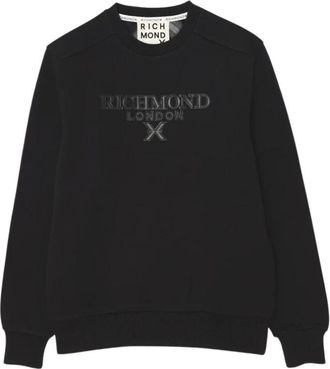 John Richmond Homme, Sweatshirts et sweats &agrave; capuche, Noir, Taille: 2XL Crewneck Logo SweaT-shirt