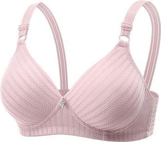 Generic Soutien-gorge de sport fin sans armatures en coton respirant doux pour la peau, rose clair, XXL