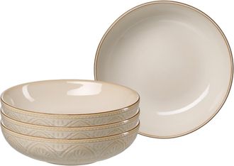 Ritzenhoff & Breker Omara Suppenteller 4er Set, 20 cm, Essteller mit orientalischer Relief-Ornamentik, Individuelle Farbverl&auml;ufe durch Reaktivglasur, Sp&uuml;lmaschinenfest, S