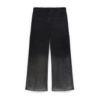 Fiorella Rubino Femme, Jeans, Noir, Taille: 44 FR Jean ample &agrave; effet de paillettes d&eacute;grad&eacute;es